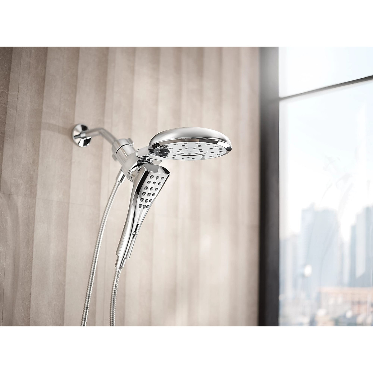 Moen 220C3 Verso Eight-Function 7" Diameter Spray Head Standard With Handshower, Chrome, 72" Hose