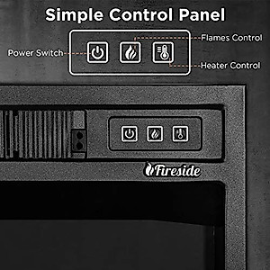 TURBRO Fireside FS23 Realistic Flames Electric Fireplace, Remote Control, 3 Adjustable Brightness Flames