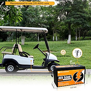 ECO-WORTHY 48V 50Ah 2560Wh Golf Cart LiFePO4 Lithium Battery, Fast Charging Battery with BMS Protection, More Efficient and Lightweight, Perfect for Most of Backup Power and Off Grid Applications