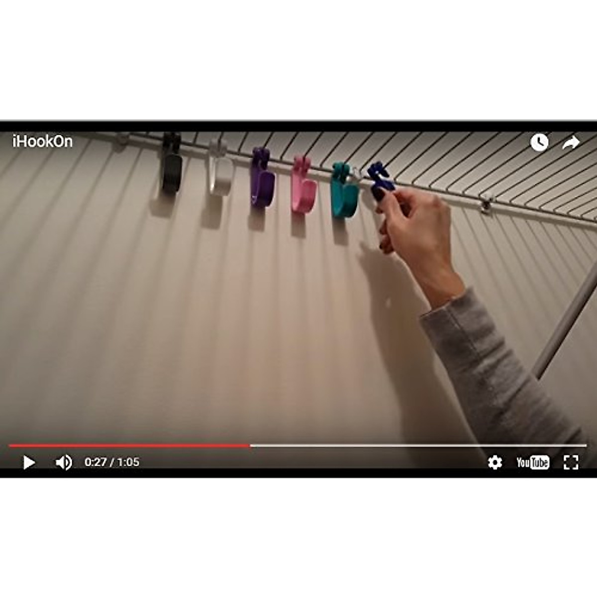 Snap on Hook, Box of 8 White Hooks for Accessories, Belts, Scarves, Clothes & Jewelry. Add-On Hook for Wire Shelves in Closets. Easy Installation in Back Against The Wall, Package of 8.