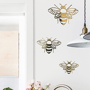 Bee Wall Decals Honey Bee Wall Decor Bee Wall Stickers Gold Honey Bee Decals,Honeycomb Wall Decals,Removable DIY Bee Decoration Decals for Kids Bedroom Living Room Nursery Playroom Decorations (A)