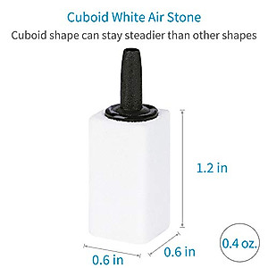 Pawfly 1.2 Inch Air Stone White Cuboid Bubble Stone Diffuser Bubbler Airstones for Aquarium Fish Tank and Pump, 10 Pack