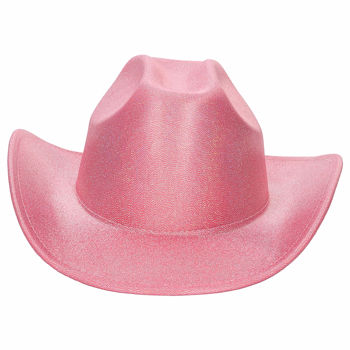 Mealah Holographic Western Cowboy Hat for Women - Sparkly Cowgirl Hat for for Wedding Music Costume Party(M-L) Rose Pink