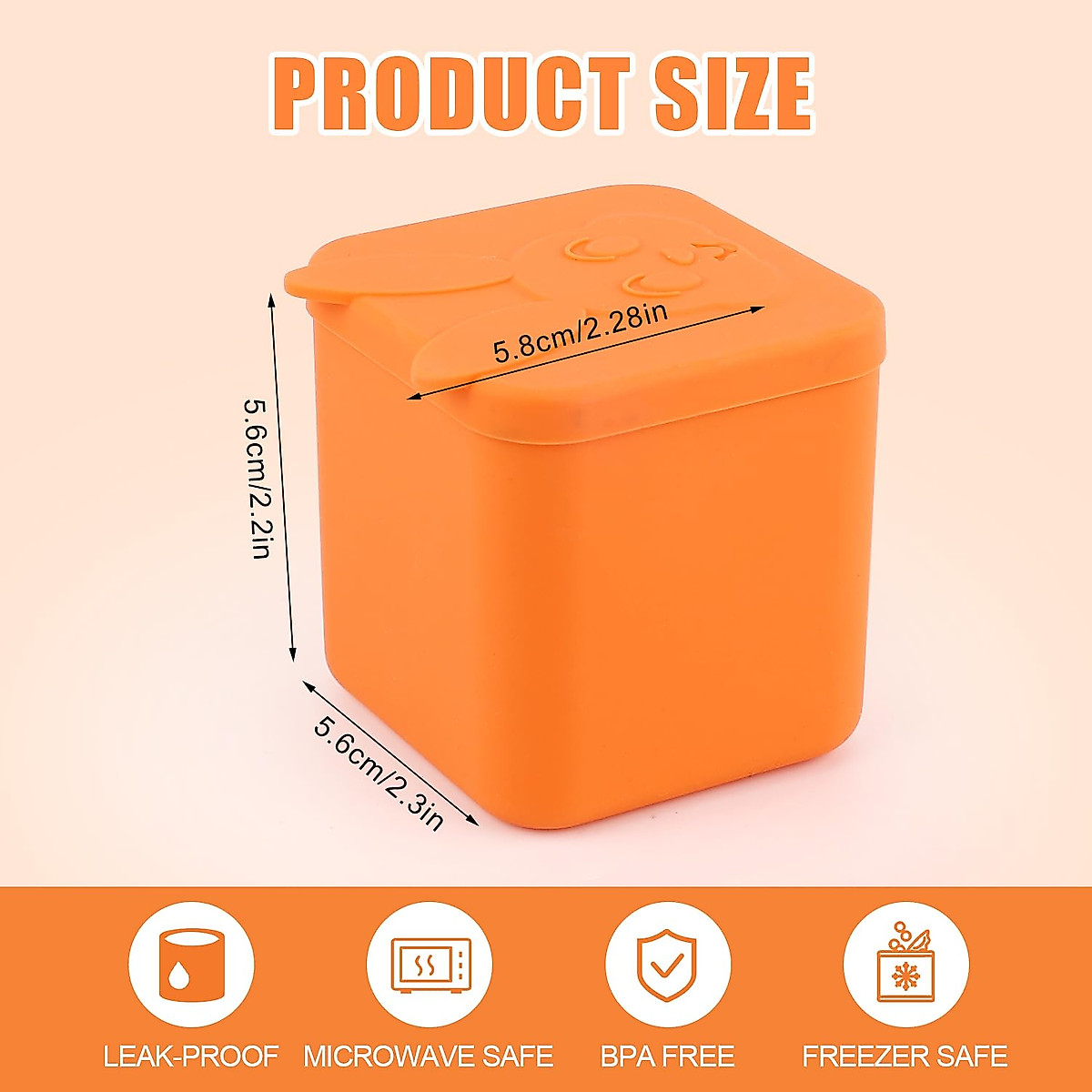 PEUTIER 2pcs Condiment Containers with Lids, Leak Proof Silicone Salad Dressing Container Reusable Dipping Sauce Cups for Most Bento Lunch Box Picnic Travel (Orange, Purple)