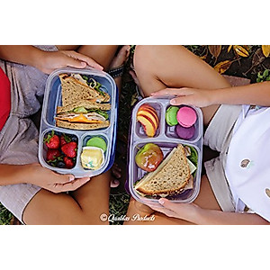 Qualitas Products® Premium Kids Bento Boxes – 3 Compartments, 5 Bento Box Microwave Safe Lunch & Leftover Containers Set for Kids and Adults - Made From Food Grade Plastic