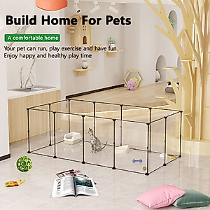 C&AHOME Pet Playpens, 12 Panels 28 X 20 Inch Portable Large Plastic Yard Fence Small Animals, Puppy Kennel Crate Fence Tent, White, UPP5070W