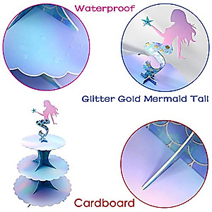 Mermaid Party Supplies 3 Tiers Cupcake Stand Birthday Baby Shower Party Favors Table Decor Cake Display