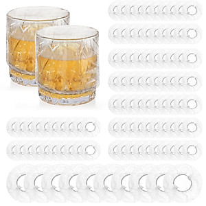 100 Pcs Scrunchie Drink Covers, Bulk Disposable Plastic Covers, Cups Covers for Drinks Protection Covers, Drink Covers for Alcohol Protection for Bar Club Adult Drink Beverage Stretchable (Clear)