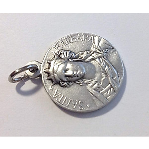 Saint Barbara Silver Tone Medal - Patroness of Firefighters - Made in Italy