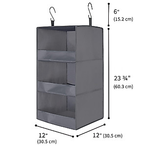 GRANNY SAYS 3-Shelf Hanging Closet Organizer, Collapsible Hanging Closet Shelves, Hanging Organizer for Closet & RV, Gray, 29 ¾" H X 12" W X 12" D, 1-Pack