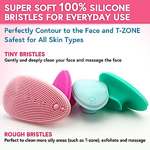 MARY LAVENDER Silicone Face Scrubber Soft Facial Cleansing Brush Blackhead Srubber Cleanser Brush for Exfoliating Massage Face for All Skin Types(4 Pack)