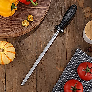 SHI BA ZI ZUO Pro 10 Inches Honing Steel Knife Sharpening Steel Sharpening Rod