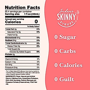 Jordan's Skinny Mixes Sugar Free Syrup, Meyers Lemon Raspberry Flavor, Fruit Flavored Water Enhancer, Drink Mix for Ice Tea, Lemonade & More, Zero Calorie Flavoring, Keto Friendly, 25.4 Fl Oz, 1 Pack