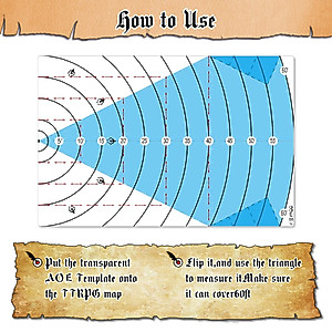 Byhoo Spell AOE Damage Template DND Area Effect Markers Upgraded 60ft AOE Area Damage Measure Tool Tabletop Game Mat Accessories for Dungeons and Dragons 5E Pathfinder