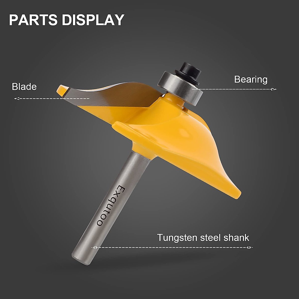 Exqutoo 3PCS 1/4" Shank Router Bit Set, Raised Panel Cabinet Door Making Router Bits, Cemented Carbide Router Bits, Woodworking Tools Router Door & Window Bits (Tenon Joint Cutter Diameter: 1-5/8")