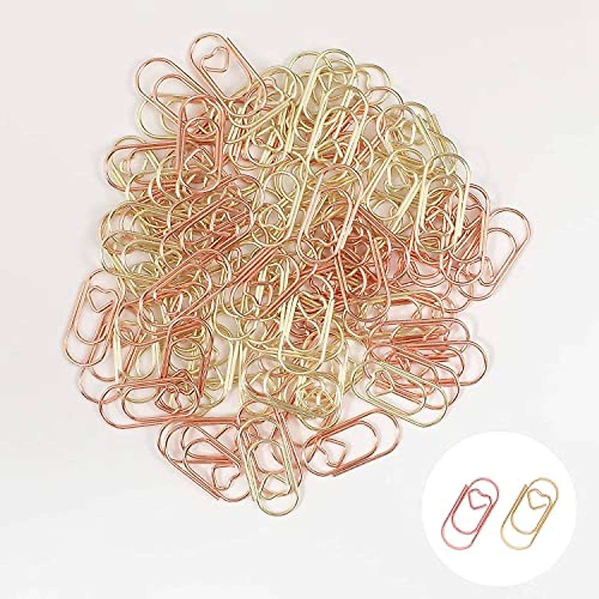 Jteyult 150 Pieces Gold Cute Paper Clips Mini Clips Heart Shaped Paperclips Bookmark Clips for Office Supplier School
