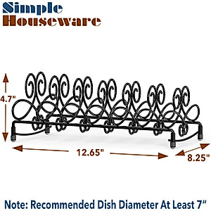 Simple Houseware Vertical Plate Stand Holder Dish Rack Dinnerware Organizer with Elegant Wire Design, 6-Compartment, Black