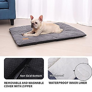 XSAMIN Self Heating Dog Bed for Medium Dogs, Pet Sleeping Mat with Removable Washable Cover, Waterproof Lining and Nonskid Bottom Couch, Pet Bed, Grey,Suitable for Dogs Up to 70 lbs