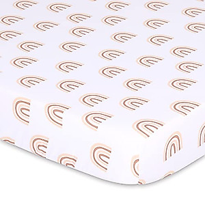 The Peanutshell Mini Crib Sheet Set - 3 Pack - Multiuse for Pack n Play, Playard, Playpen, Mini Crib - Boho Rainbow