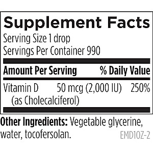 Designs for Health 2000 IU Vitamin D Drops - Hi-Po Emulsi-D3 Emulsified Vit D3, Highly Concentrated Liquid Vitamin D3 Drops - Bone Health + Immune Support - 2000 IU Per Drop (1000 Servings / 1 Ounce)