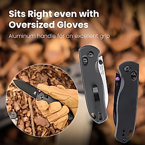 Kizer Drop Bear EDC Folding Knife Black Aluminium Handle Pocket Knife, 154CM Steel Thumb-Stud Outdoor Tools, V3619c2