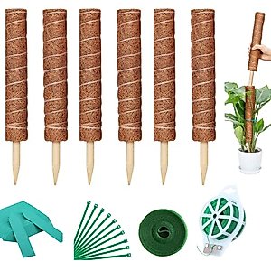 Moss Pole for Plants Monstera, 69 Inch Plant Support Stakes for Indoor Plants, 6 Pcs 15.7Inch Plant Moss Poles for Indoor Potted Climbing Plants Creepers, Plant Sticks Coco Coir Pole