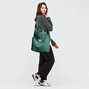 KALIDI Corduroy Tote Bag, Zipper Messenger Bag Shoulder Hobo Anti Splash Crossbody Bag Casual Work Shopping Women Frost Green