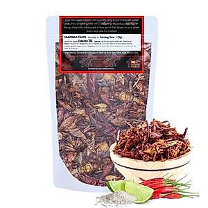 Yerbero - Fresh Chapulines From Oaxaca 1.03 oz (30gr) Adobado Spicy Flavor | All Natural Toasted Grasshoppers With Chili, Lime, Sea Salt and Garlic | Always Fresh (Not Dehydrated) Delicious, Exotic Mexican Snack. Imported From Mexico.