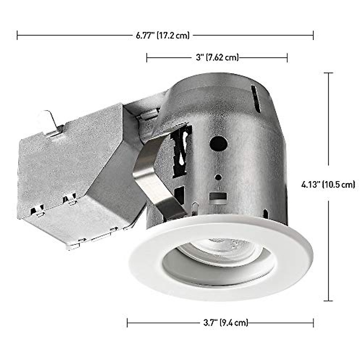 3" LED IC Rated Swivel Baffle Recessed Lighting Kit, White Finish, Energy Star Certified, CEC Title 20 & 24 Compliant, Easy Install Push-N-Click Clips, Bulb Included, 3.25" Hole Size,91198