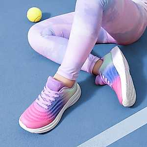 DREAM PAIRS Girls Boys Shoes Kids Tennis Sparkle Glitter Lace up Athletic Running Sneakers,Size 2 Little Kid,Pink/Blue/Light Green,SDRS2330K