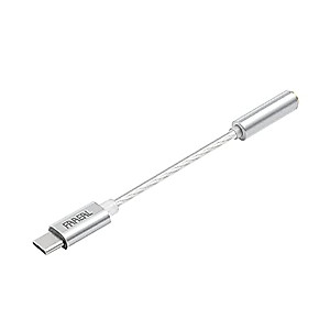 FAAEAL Type-C to 3.5mm DAC Cable Decoding Headphone Converter Gold-Plated Female Seat Earphone Amplifier Braided/Silver-Plated Wire Audio Adapter for Win10 Android Tablet PC Earphones (Silver)