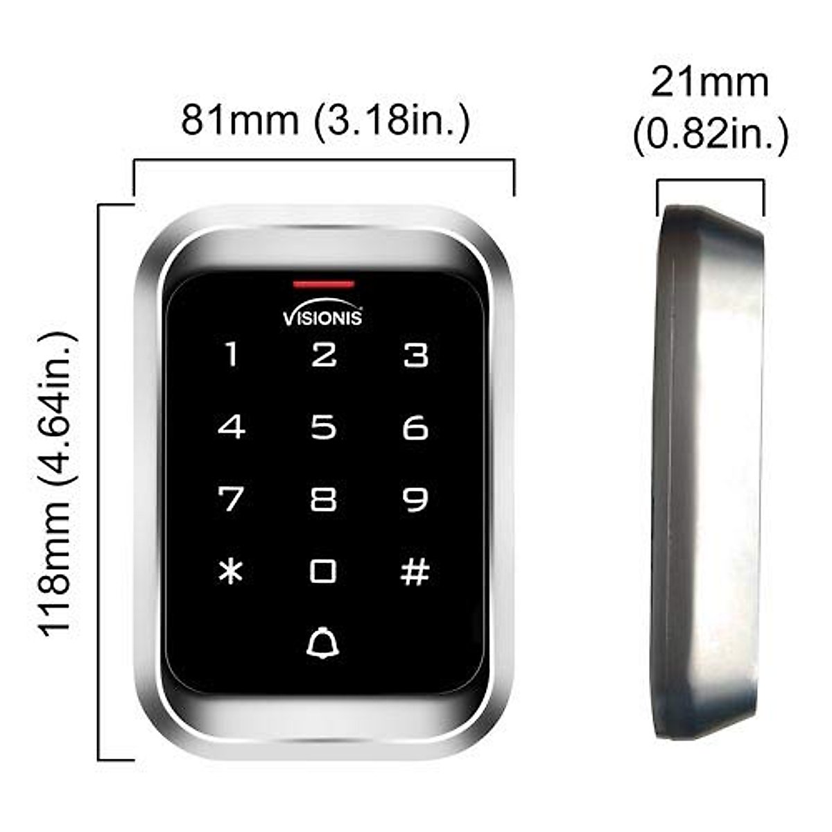Visionis FPC-5292 One Door Access Control in Swinging Door 600lbs Maglock with VIS-3000 Outdoor Keypad/Reader with Mini Controller, No Software, EM Card, 1000 Users, Wireless Receiver with PIR Kit