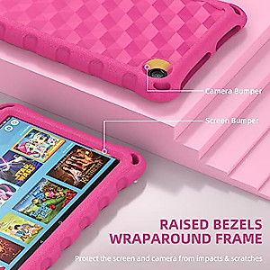 All-New Fire 7 Tablet Case 7" 12th Generation (2022 Release) Latest Model,Fire Tablet 7 Case for Kids,DiHines Kids Shock Proof Protective Tablets Cover Cover for Amazon Kindle Fire 7 Tablet,Pink