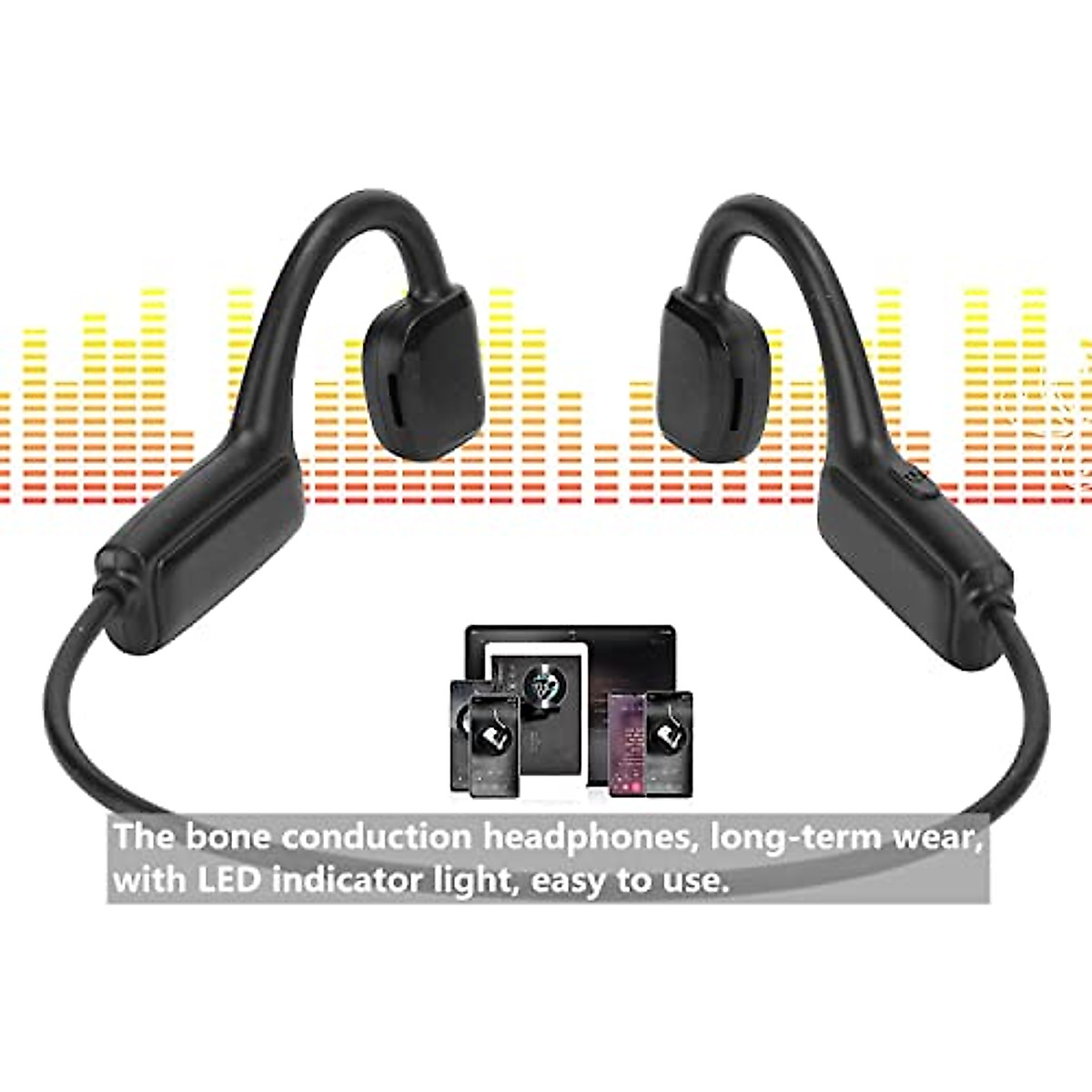 Cuifati Wireless Bone Conduction Headphones, Open-Ear Bluetooth Bone Conduction Sports Earbuds, High Bass Diaphragm, 3D, Skin Friendly, for Outdoor Sports, Running