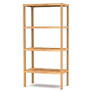 Purbambo 4 Tier Bamboo Shelf, Freestanding Book Shelf Bookcase Storage Rack for Bathroom Kitchen Living Room