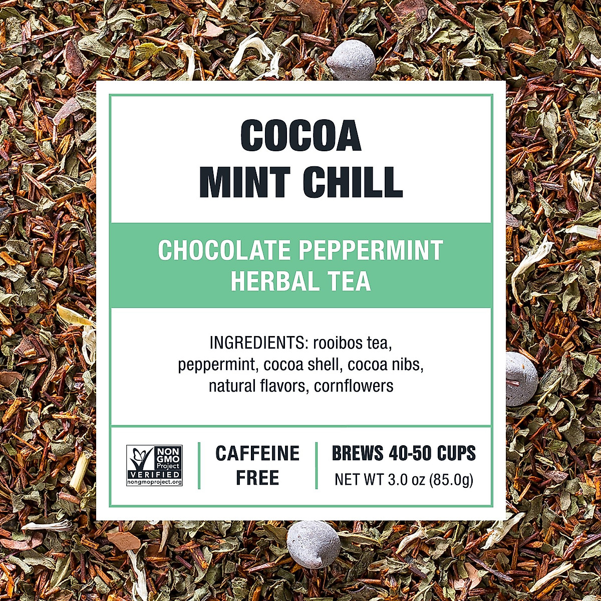 Tiesta Tea - Cocoa Mint Chill | Chocolate Peppermint Herbal Tea | Premium Loose Leaf Tea Blend | Non-Caffeinated Tea | Make Hot or Iced Tea & Brews Up to 50 Cups - 3 Ounce Refillable Tin