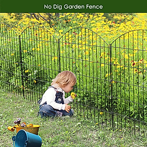 FOREHOGAR Decorative Metal Garden Fence Outdoor CTW3643, 43.2in H x 14.75 ft L, No Dig Temporary Dog Fence Border Fencing for Yard Patio Landscape Flower Bed,5 Panels + 6 Stakes, Black
