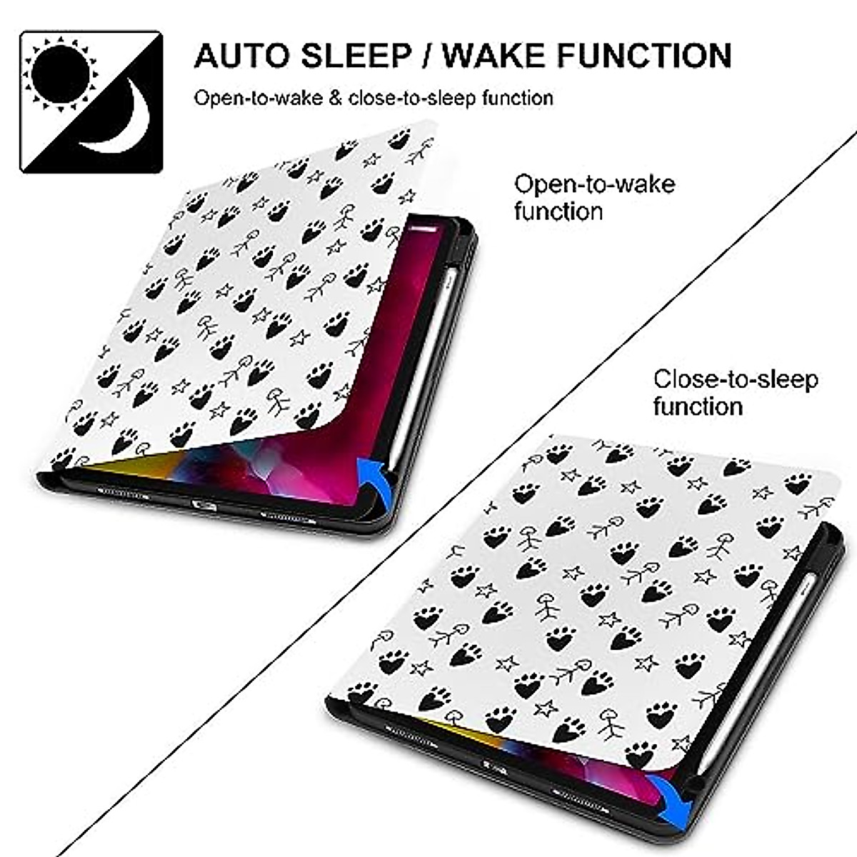 Cat Dog Paw Print Fashion Case for IPAD 2020 AIR 4 （10.9in）, Pen Slot Protective Cover for IPAD 2020 AIR 4 （10.9in）, Convenient Magnetic Stand