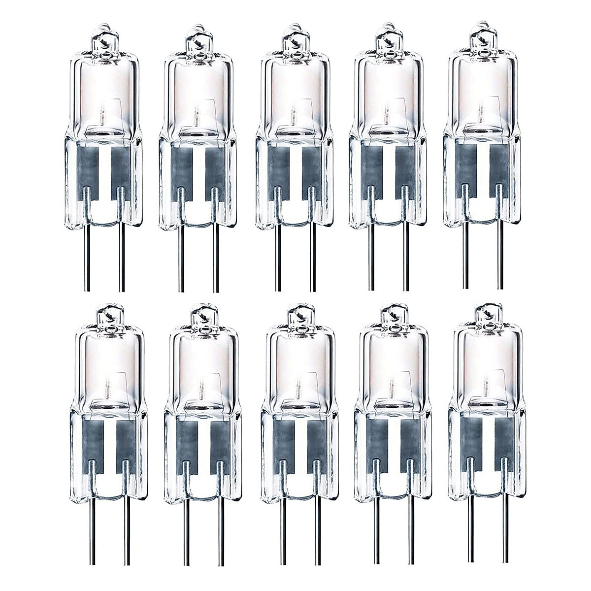 10pcs G4 Halogen Light Bulb 35W T3 JC Type Clear 12V AC/DC Bi-Pin Bulb for Landscape Lighting,Accent Track Under Cabinet Puck Light 360° Warm White (watts, 35)