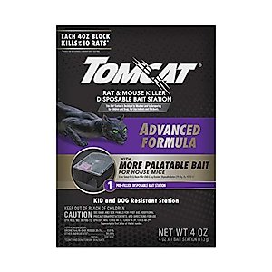 Tomcat Rat & Mouse Killer Disposable Bait Station Advanced Formula for Indoor and Outdoor, 1 Pre-Filled Ready-To-Use Station