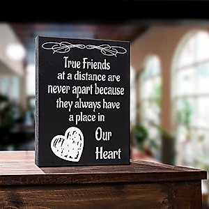JennyGems Friend Gifts, Friends At a Distance Are Never Apart Wooden Sign, Going Away Gifts for Friends, Wall Hanging and Shelf Decor, Made in USA