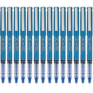 Pilot, Precise V5, Capped Liquid Ink Rolling Ball Pens, Extra Fine Point 0.5 mm, Blue, Pack of 14