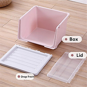 Shozafia Plastic Storage Bins for Toys, Stackable Storage Containers with Lids Front Opening, Clear Storage Box with Wheels. (White,3 Pack Large)