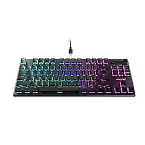 ROCCAT Vulcan TKL Mechanical PC Tactile Gaming Keyboard, Compact, Tenkeyless, Titan Switch Optical, RGB AIMO Lighting, Anodized Aluminum Top Plate, Detachable USB-C Cable, Low Profile Design, Black