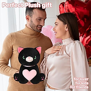 TOYSYM Cat Plush Toy Cute Heart Cat Stuffed Animal Soft Kitty Plushies Pillow Kawaii Pink Heart Plushie Doll Valentine's Day Gifts Birthday for Kid Lover Decor 10 inch