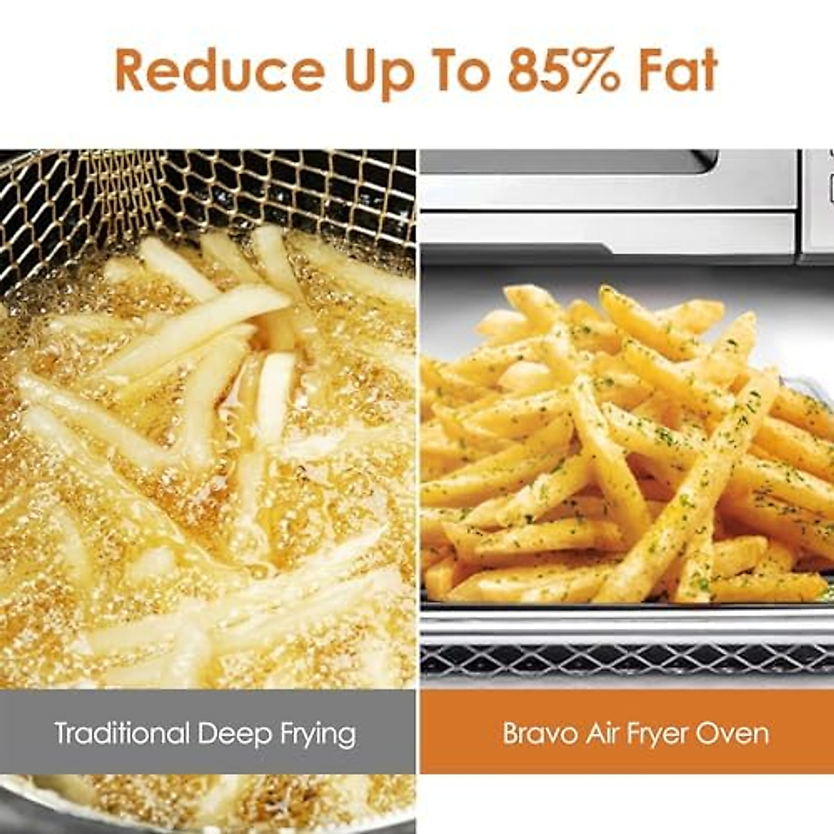 NUWAVE Bravo Air Fryer Toaster Smart Oven, 12-in-1 Countertop Convection, 30-QT XL Capacity, 50°-500°F Temperature Controls, Top and Bottom Heater Adjustments 0%-100%, Brushed Stainless Steel Look