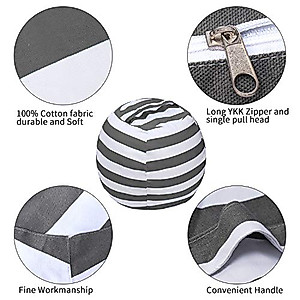 Miaowater 2 PCS Stuffed Animal Storage Bean Bag Chair Cover, Cotton Canvas Beanbag with Zipper for Organizing Kid's and Adults Room Grey 24"