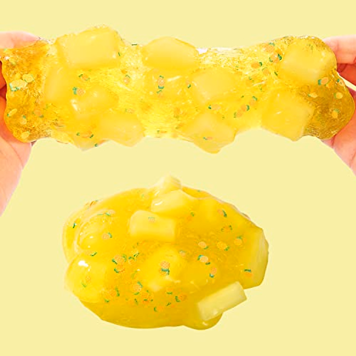 3 Packs Jelly Cube Crunchy Slime Kit,Non Sticky,Super Soft Sludge Toy,Birthday Gifts for Kids,DIY Crystal Glue Boba Slime Party Favor for Girls & Boys(Blue,Yellow,Pink)