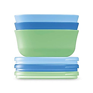 NUK Stacking Bowl and Lid, Assorted Colors, 3 Pack, 4+ Months