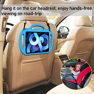 LTROP Kids Case for iPad Air 6th Gen(11",2024) & Air 5th/4th Gen & Pro 11, Durable Shockproof Case with Shoulder Strap Handle Stand for iPad 10.9 & 11 inch Tablets, Blue